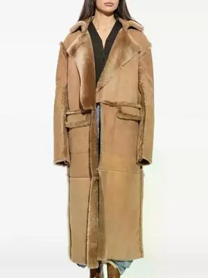 THE MANNEI Shearling-trim Long Coat