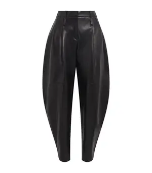 Brandon Maxwell Lambskin Barrel-leg Trousers
