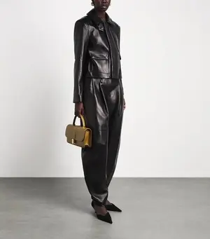Brandon Maxwell Lambskin Barrel-leg Trousers