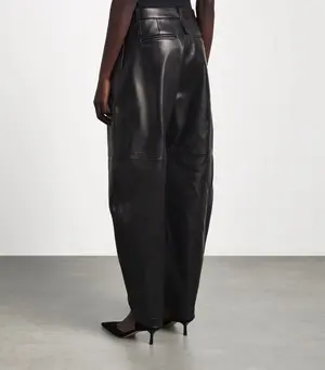 Brandon Maxwell Lambskin Barrel-leg Trousers
