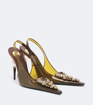 Saint Laurent Isabella Embellished Tpu Slingback Pumps
