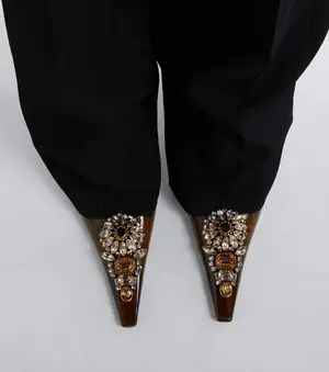 Saint Laurent Isabella Embellished Tpu Slingback Pumps
