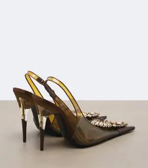 Saint Laurent Isabella Embellished Tpu Slingback Pumps