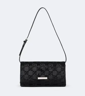 Gucci Gg Jacquard Velvet Pouch With Strap