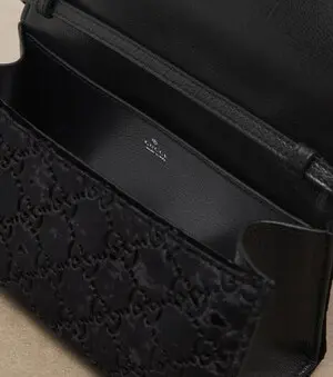 Gucci Gg Jacquard Velvet Pouch With Strap