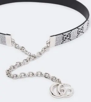 Gucci Crystal-embellished Leather Belt