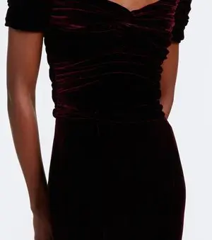Costarellos Off-shoulder Velour Bustier Gown