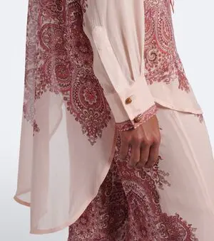 Zimmermann Clash Paisley Tie-neck Georgette Shirt
