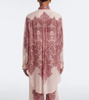 Zimmermann Clash Paisley Tie-neck Georgette Shirt