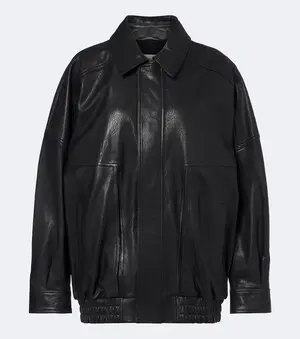 Nour Hammour Dalma Leather Blouson Jacket - Black