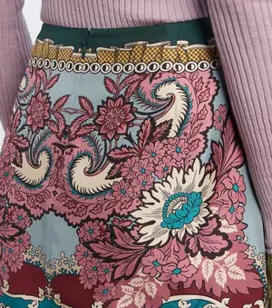 La DoubleJ Foulard Fringed Printed Silk Miniskirt