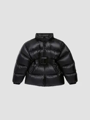 Balenciaga Belted Hourglass Short Puffer - Black