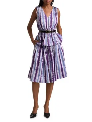BUSAYO Pamilerin Tie-dye Striped Smocked Waist Top