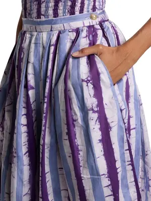 BUSAYO Tejumola Tie-dye Striped Cotton Midi-skirt