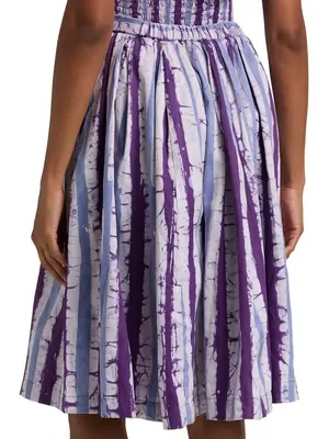 BUSAYO Tejumola Tie-dye Striped Cotton Midi-skirt
