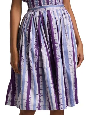 BUSAYO Tejumola Tie-dye Striped Cotton Midi-skirt