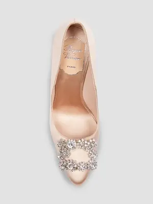 ROGER VIVIER 120mm Flower Embellished Buckle Satin Pumps
