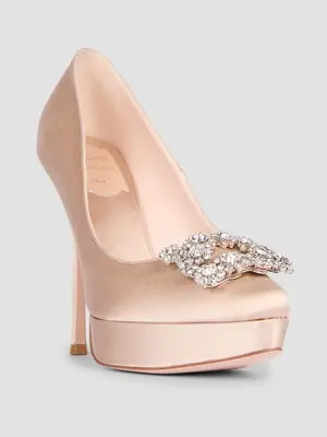ROGER VIVIER 120mm Flower Embellished Buckle Satin Pumps