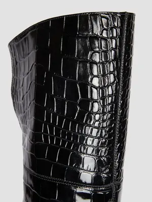ROGER VIVIER Choc 45mm Croc-embossed Patent Leather Boots