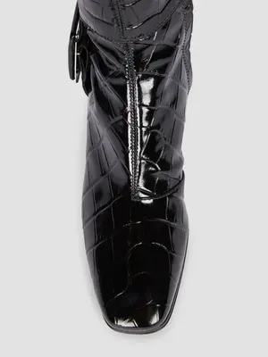 ROGER VIVIER Choc 45mm Croc-embossed Patent Leather Boots
