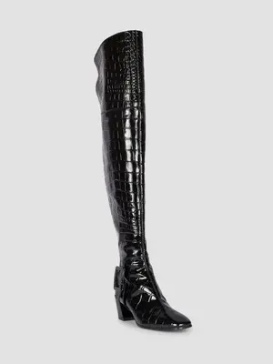 ROGER VIVIER Choc 45mm Croc-embossed Patent Leather Boots