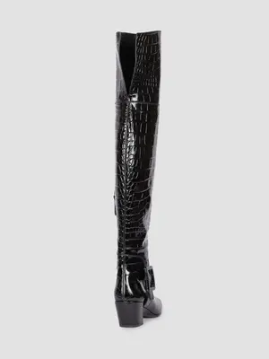 ROGER VIVIER Choc 45mm Croc-embossed Patent Leather Boots