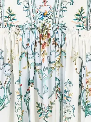 Camilla Floral Silk Drop-waist Midi Skirt