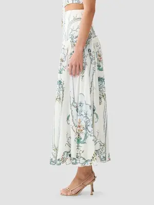 Camilla Floral Silk Drop-waist Midi Skirt