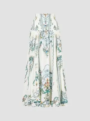 Camilla Floral Silk Drop-waist Midi Skirt