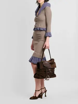 Moschino Tie Me Suede Shoulder Bag