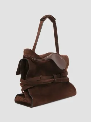 Moschino Tie Me Suede Shoulder Bag