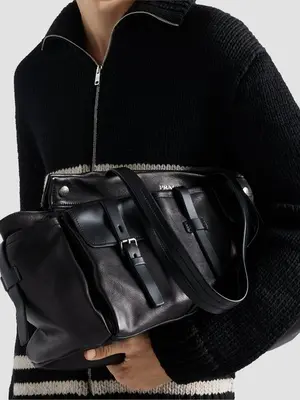 Prada Route Leather Tote Bag