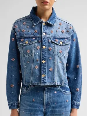 LoveShackFancy Amana Embellished Denim Jacket