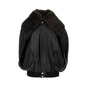 Rabanne Nappa Leather Bomber Cape - Silver