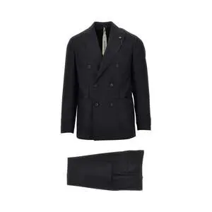 SANTANIELLO Flannel Double-breasted Tailored Suit - Grey