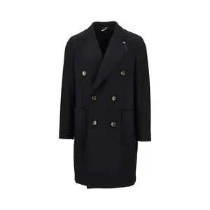 SANTANIELLO Milano' Double-breasted Coat - Black