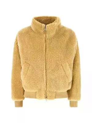 DUNST Boa-fleece Zip-fastening Bomber Jacket - Neutrals