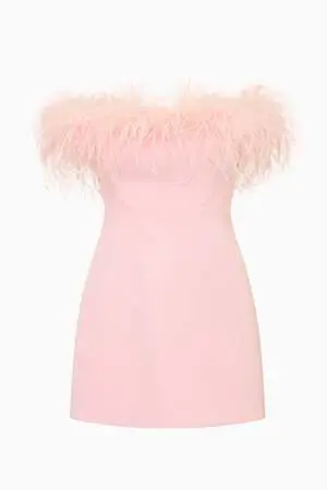 LoveShackFancy Elessa Feather-trimmed Mini Dress - Black