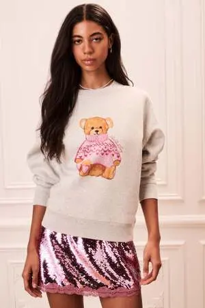 LoveShackFancy Havenleigh Teddy Bear Pullover - Marbled Cloud