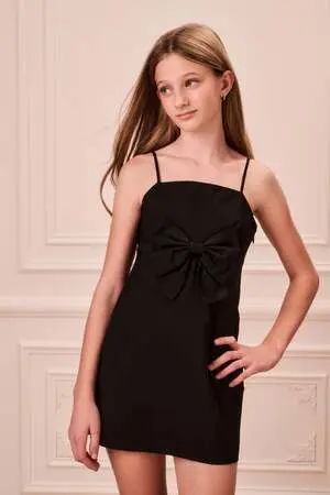 LoveShackFancy Tween Taffeta Bow Sorellaina Dress - Black