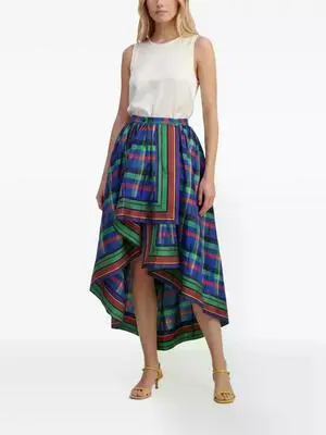 Guy Laroche Check Asymmetric Midi Skirt - Blue