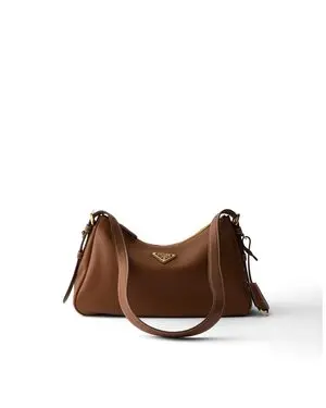 Prada Aimée Medium Leather Shoulder Bag - Brown