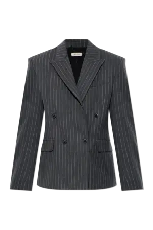 THE MANNEI Wool Blazer With Pinstripe Pattern - Grey