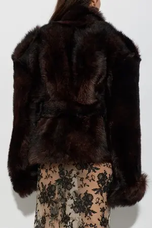 THE MANNEI Short Fur Coat With Belt