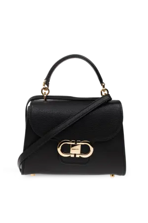 FERRAGAMO Leather Handbag ‘double - Black