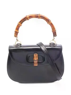 Gucci 20th Century Calfskin Bamboo Night Satchel - Black