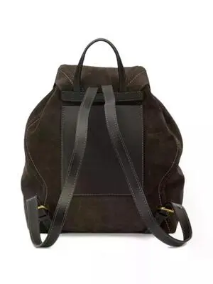 GIANNI CHIARINI Suede-finish Logo-patch Backpack - Brown