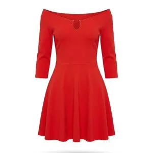 MARIANNE BY MARIE JORDANE Paige Organic Cotton Off-shoulder Mini Dress - Red