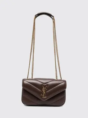 Saint Laurent Loulou Mini Shoulder Bag In Matelasse Lambskin With Monogram - Brown