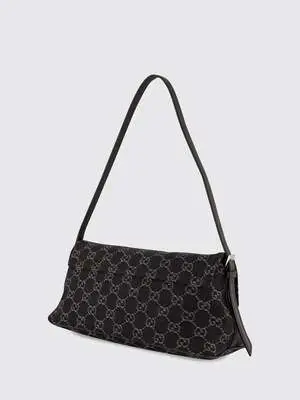 Gucci Madison Denim Shoulder Bag With Gg Monogram And Adjustable Handle